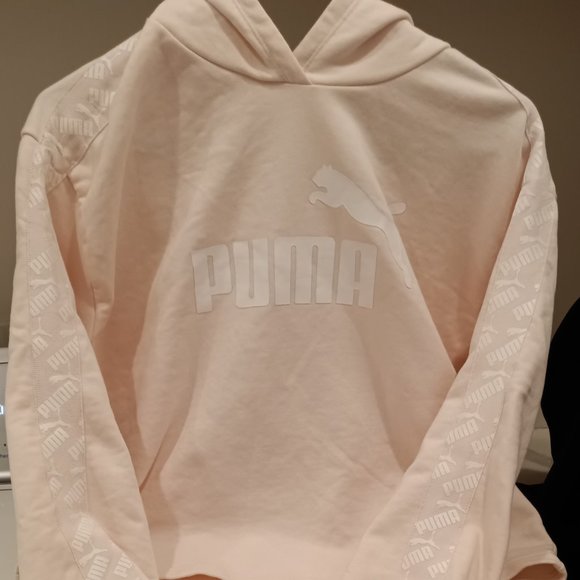 Puma | Tops | Puma Hooded Sweatshirt Womensize L Light Pink Soft Warm ...